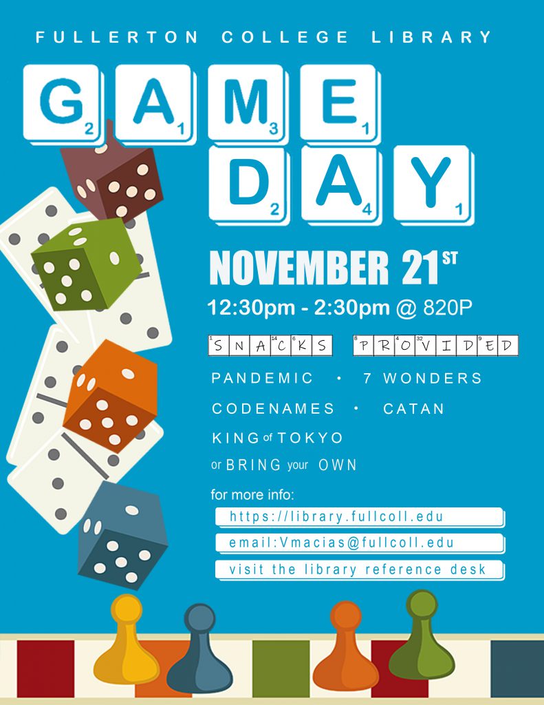 Game Day at the Library 2019 | Fullerton College Library